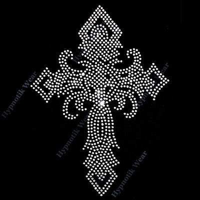 Rhinestone Transfer " Twisted Crystal Cross " Hotfix, Iron On ...
