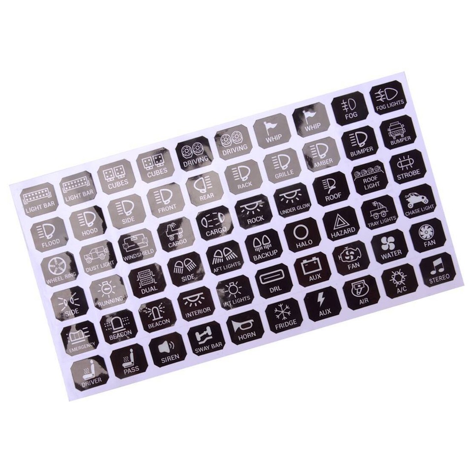 120X Car RV Light Lamp Switch Panel Label fit for 6/8 Gang Switch Panel ...