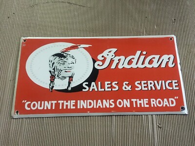 PORCELAIN INDIAN ENAMEL SIGN 36X18 INCHES | eBay