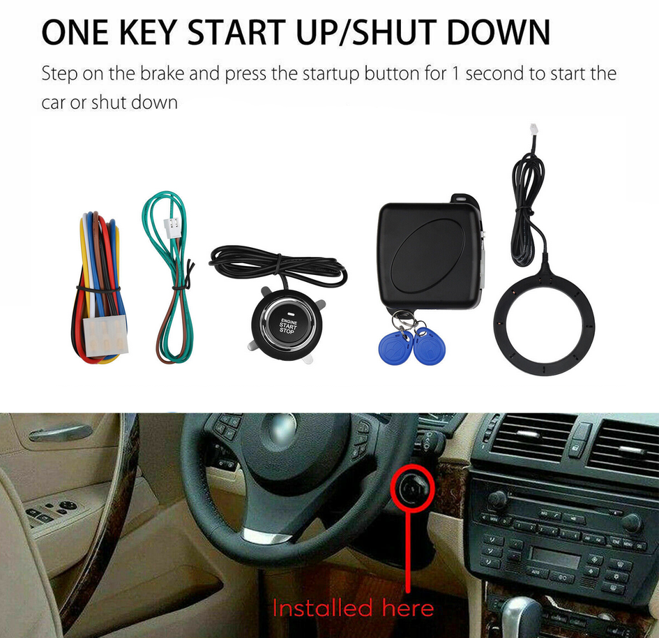 Car Ignition Switch 12v RFID Engine Start Push Button Keyless Entry ...
