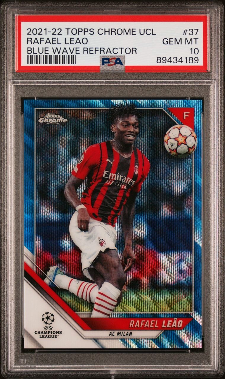 2021-22 Topps Chrome UCL - Blue Wave Refractor #37 Rafael Leao /75 for ...