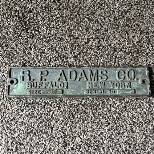 Early Rare Industrial Mining Equipment Cast Iron Badge! R. P. Adams ...