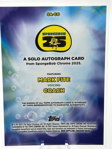 2025 Topps Chrome SpongeBob Mark Fite Coach Auto | eBay