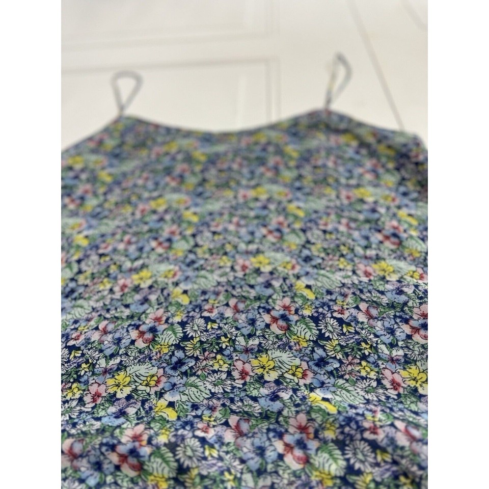 Mango MNG Casual Blue Floral Spaghetti Strap Tank Top Lightweight Size ...
