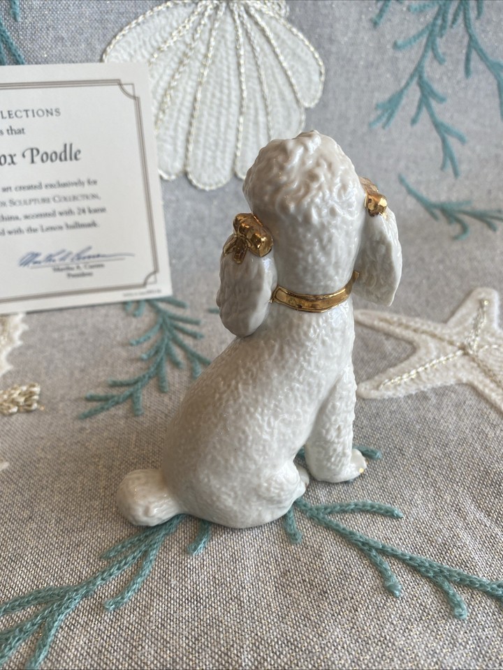 Lenox Year of Puppies Classic Poodle Figurine Ivory Gold Accent Vintage ...