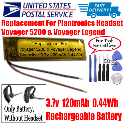 US 3.7v 120mAh Battery For Plantronics Voyager 5200 & Voyager Legend ...
