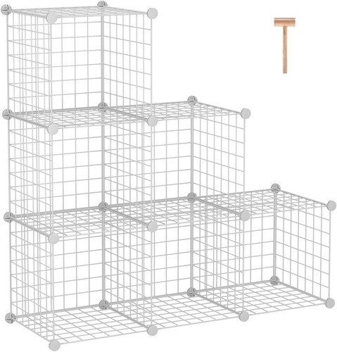 DIY Wire Storage Cubes Metal Grids Bookshelf Modular Shelving Stackable ...