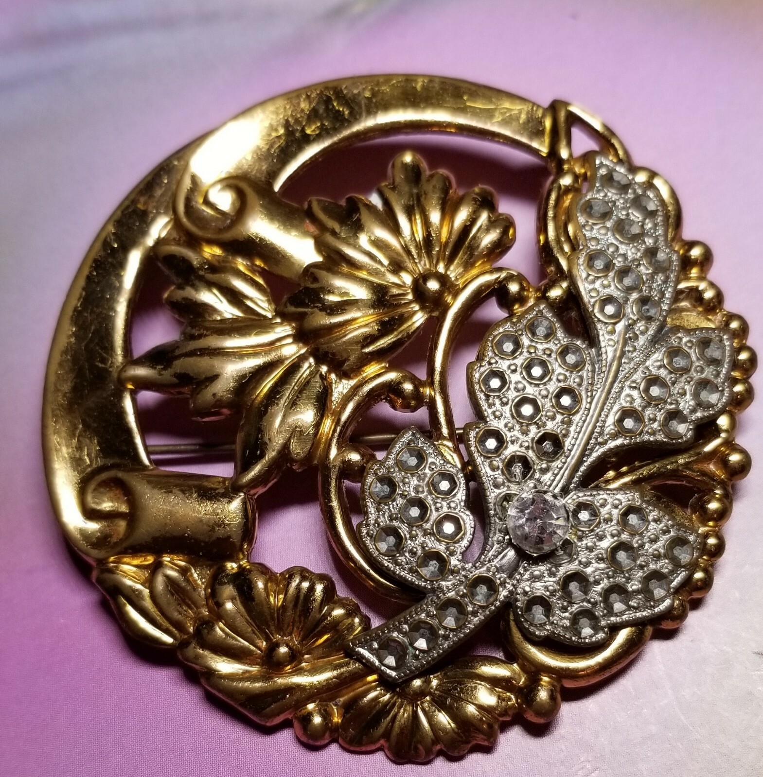 Victorian Vintage Repousse Flower Art Nouveau Art Dec… - Gem