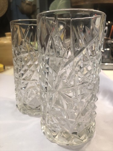 2 Heavy Crystal MC HIGHBALL Water Glass Crystal Cut 6”x 3”diameter 1970 ...