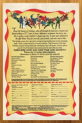 1991 DC Comics Subscription Print Ad/Poster Wonder Woman Superman ...