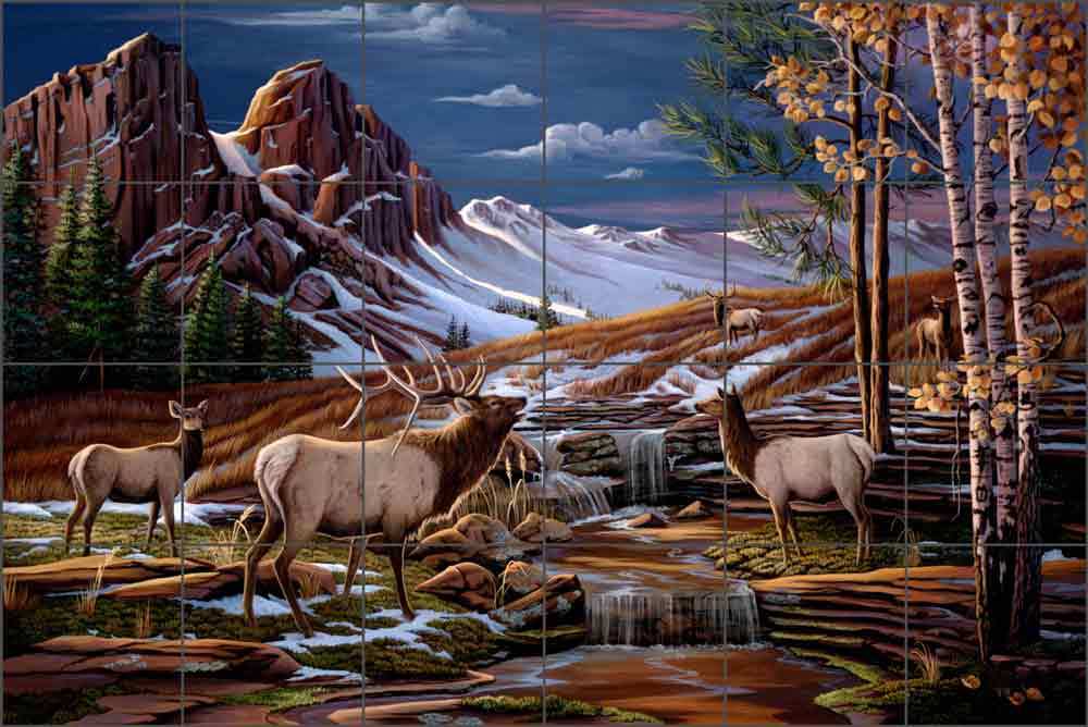 Elk Tile Backsplash Kendrick Ceramic Wildlife Animals Lodge Art POV ...