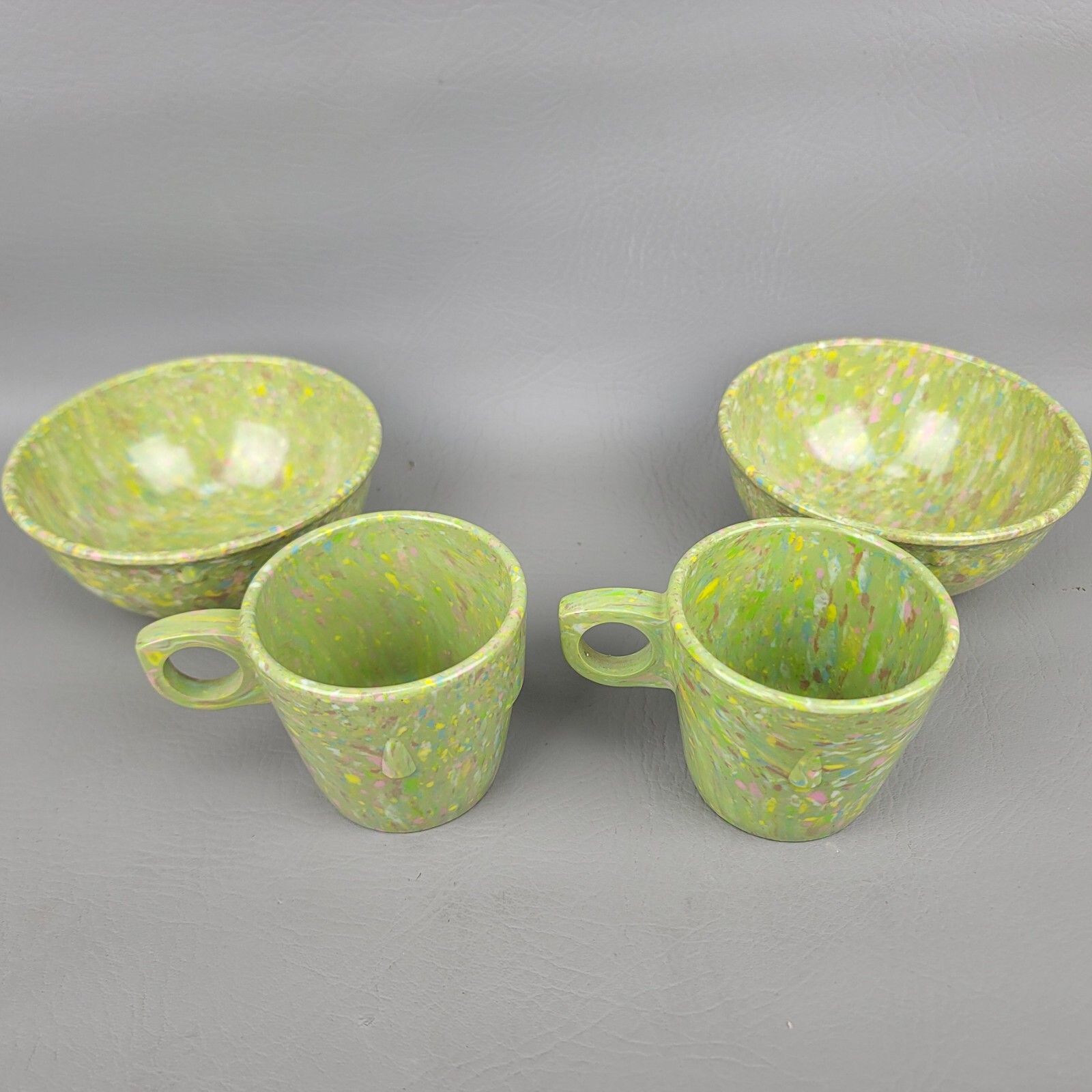 Lot of 4 Vtg Prolon Ware Melamine Splatter Confetti Bowls Mugs - Rare ...