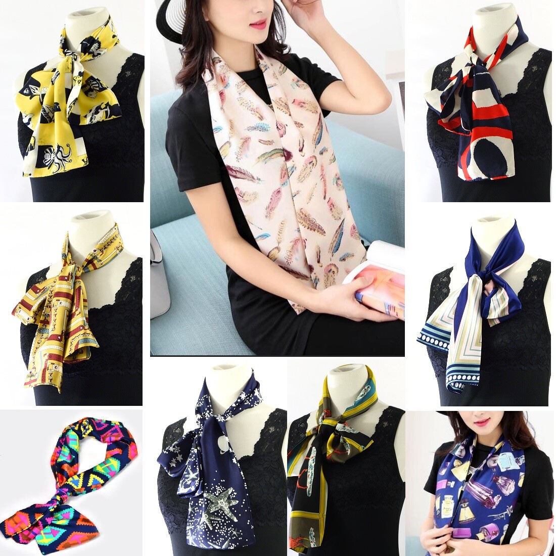 Fashion Satin Long Narrow Scarf | eBay