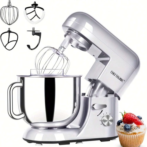 CHEFTRONIC 7QT Stand Mixer,650W 6-Speed, Tilt-Head w/Dough Hook & Whisk ...