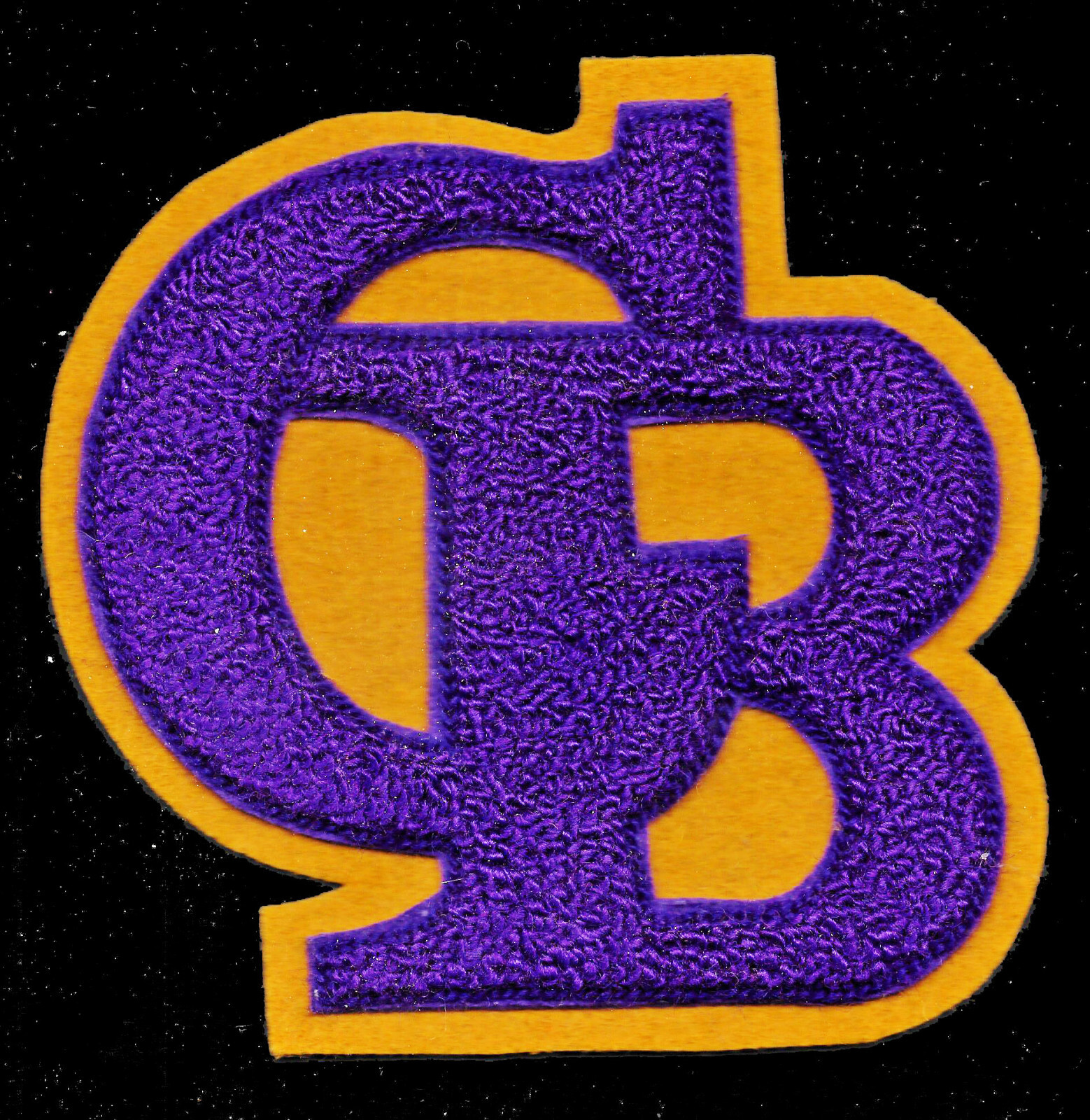CHENILLE PATCH LETTERMAN 5.5X5.5 GOLDEY BEACOM GB PURPLE GOLD VARSITY ...