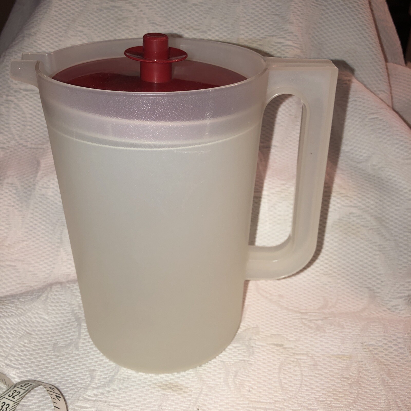 Tupperware Pitcher Vintage 1676-3 Clear W/ Red Push Button Lid ...