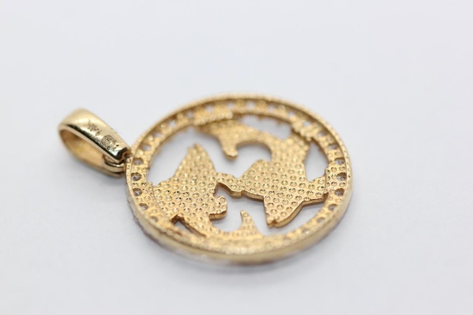 14K GOLD ZODIAC SIGN PISCES CHARM PENDANT 14karat | eBay