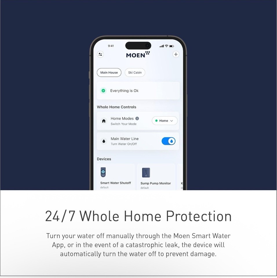 Moen Flo Smart Water Monitor Automatic Shutoff Sensor Wi-Fi 1-1/4-Inch ...