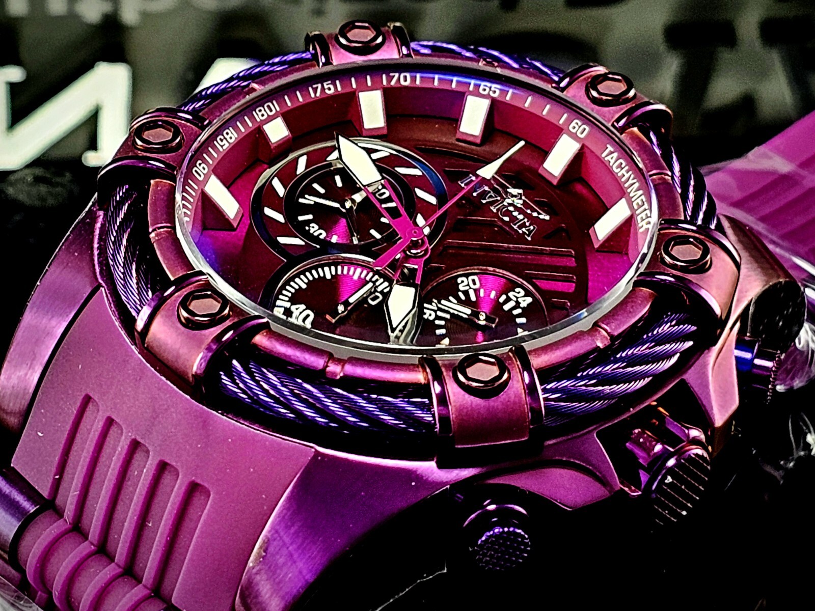 Invicta Men's 52mm BOLT VIPER Chronograph PURPLE DIAL Purple/Gold Tone ...