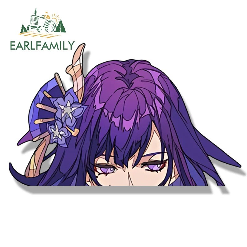 EARLFAMILY 5.1'' Raiden Shogun Stickers Waifu Peek Graffiti Fanart Car ...