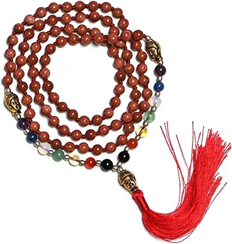 Goldstone 7 Chakra Semi Precious Crystal Stone 6mm 108+1 Beads Jap Mala ...