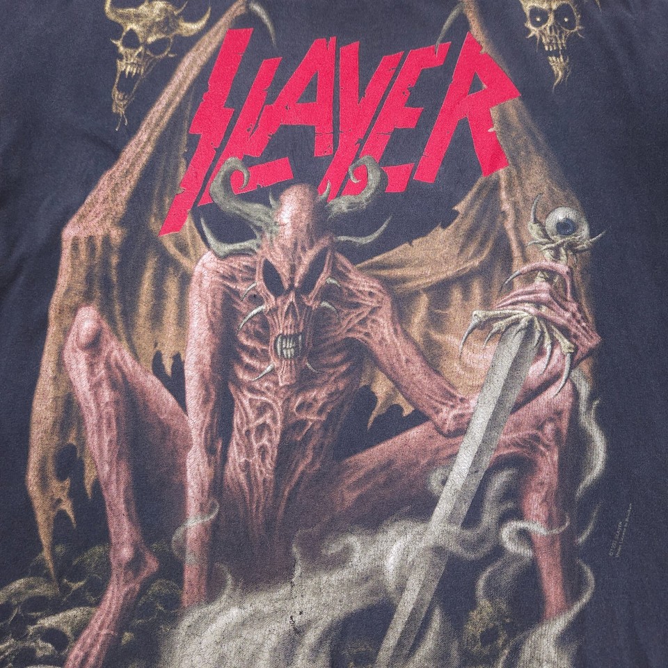 Vintage 1993 Slayer Demon AOP XL Thrash Winged Rock Band Brockum Tag T ...
