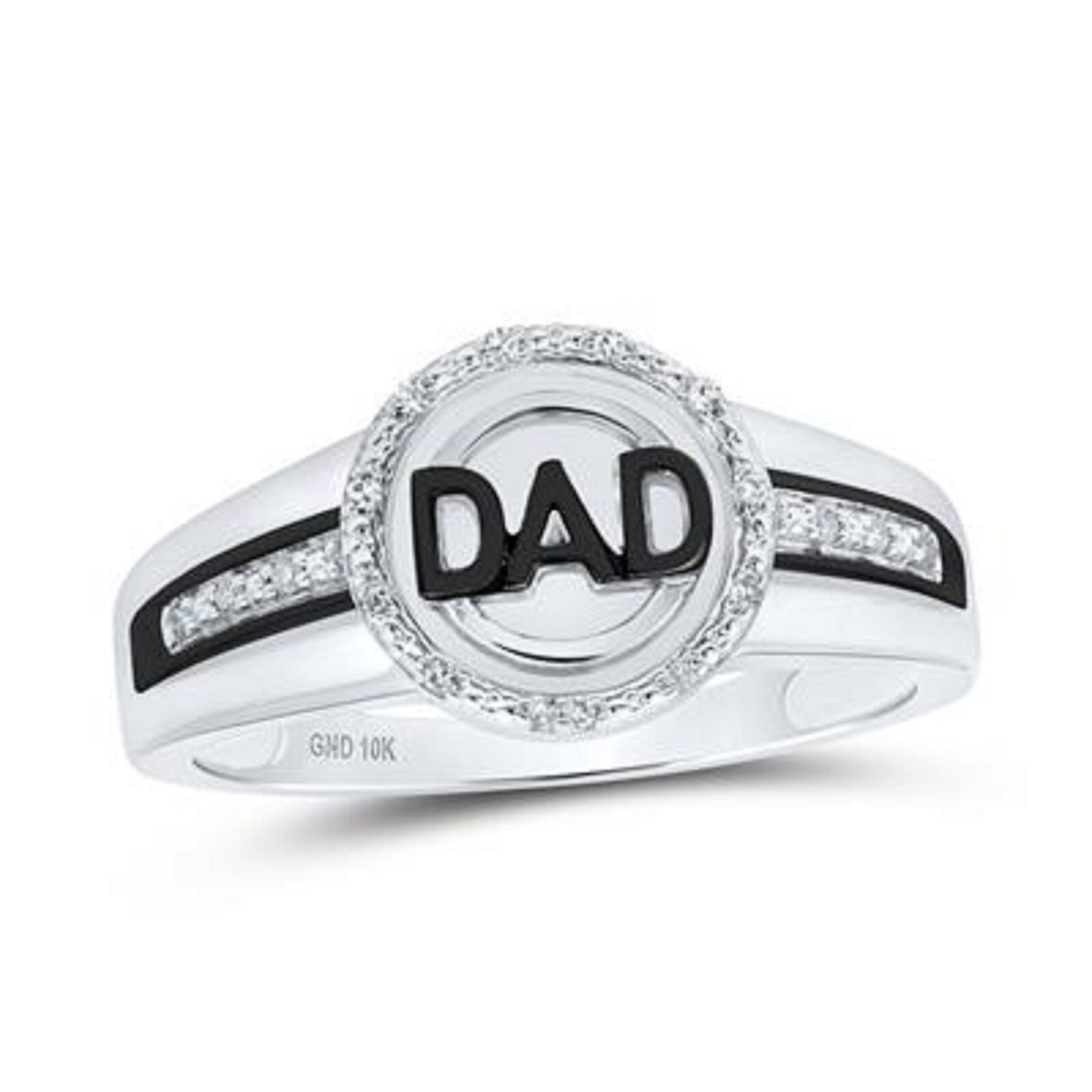 10K WHITE GOLD ROUND DIAMOND DAD CIRCLE RING 1/12 CTTW | eBay