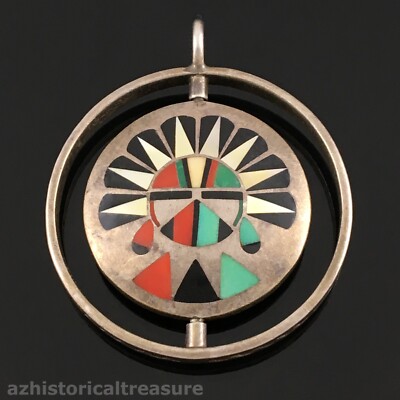 PETE & PANSY NATACHU - NATIVE AMERICAN ZUNI SILVER INLAY SUN KNIFEWING ...