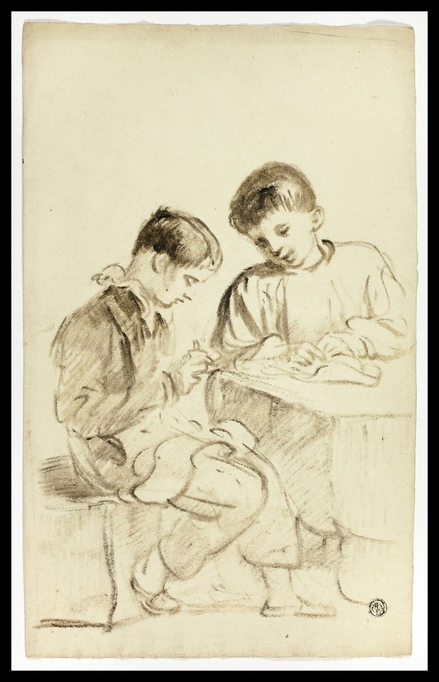 Thomas Jones Barker or Thomas Barker "Two School Boys" CUSTOM FRAMED ...