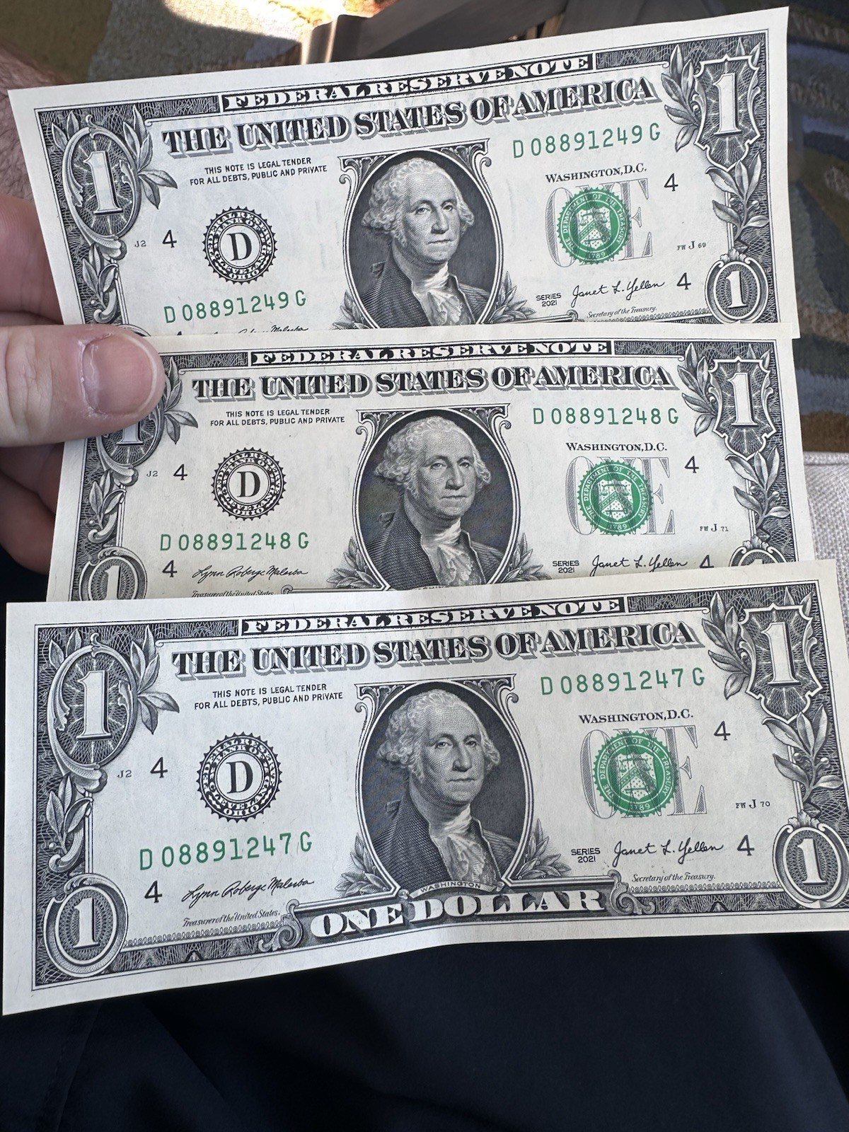 Three $1 Consecutive Fancy Serial Numbered Bank Notes | eBay