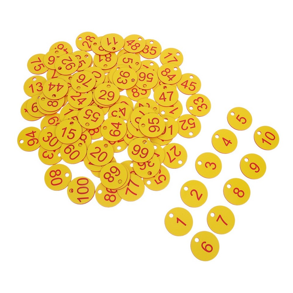 100Pcs Round Number Tags, 1-100 Plastic ID Number Marking ...