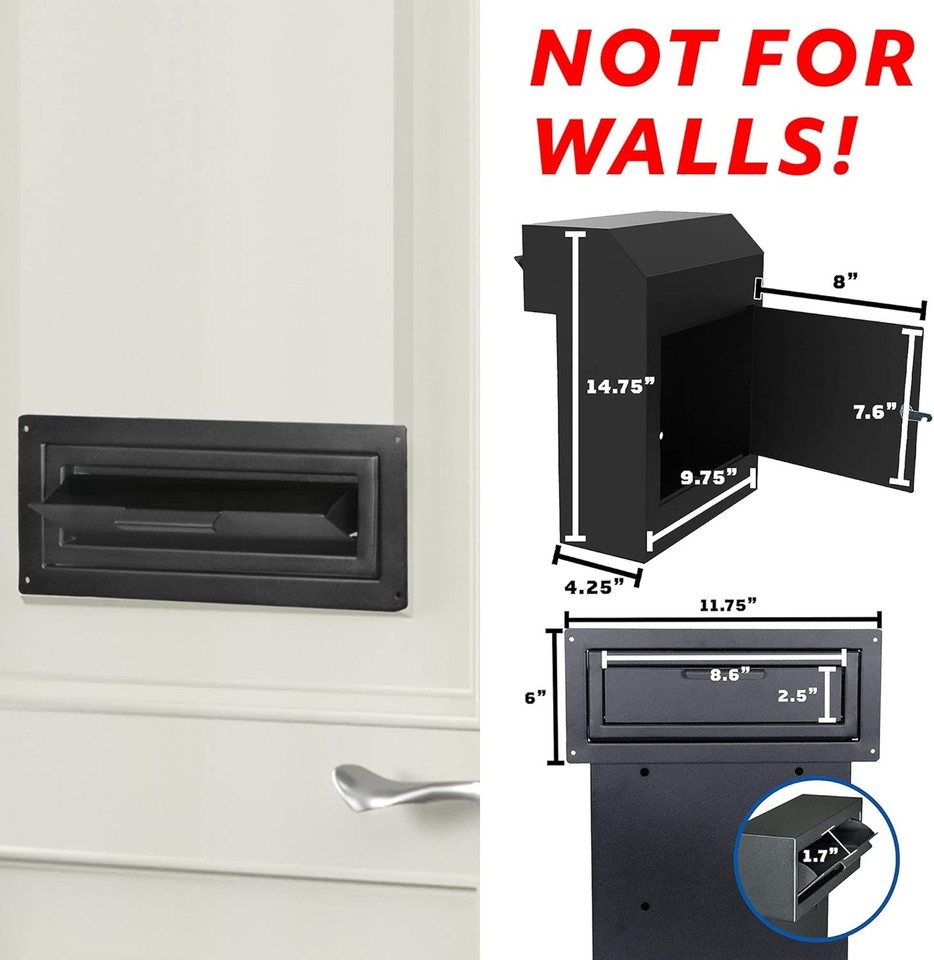 Pochar Through The Door Locking Steel Mailbox, Door Drop Box for Key ...