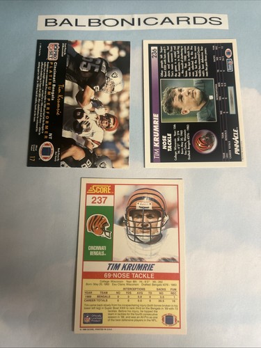 Tim Krumrie 3 Card Score Pinnacle Pro Set Lot! Cincinnati Bengals NM+ ...
