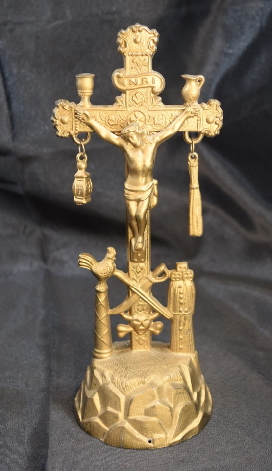 Antique French Arma Christi Ormolu Gilded Brass Cross Crucifix ...