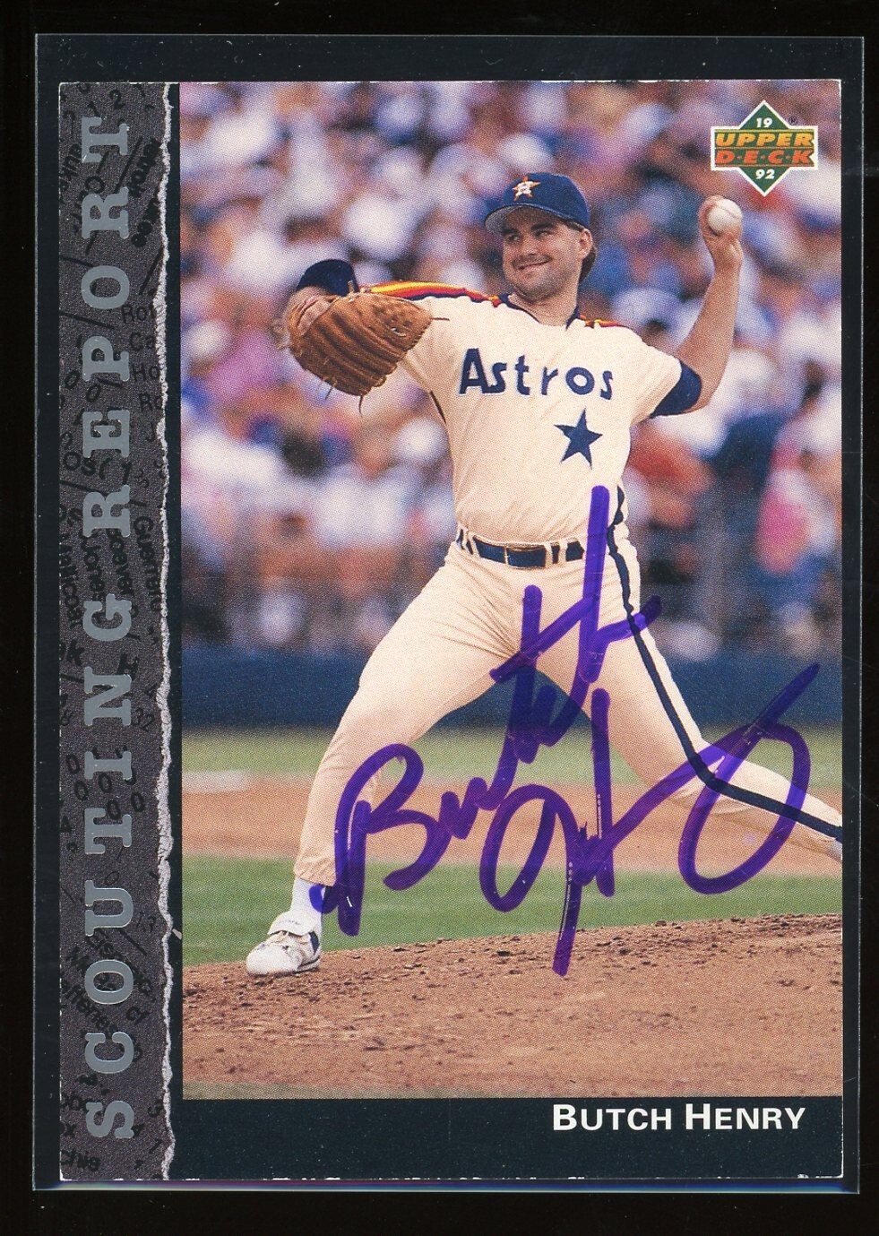 1992 Upper Deck BUTCH HENRY Signed Card autograph AUTO ASTROS ROCKIES ...