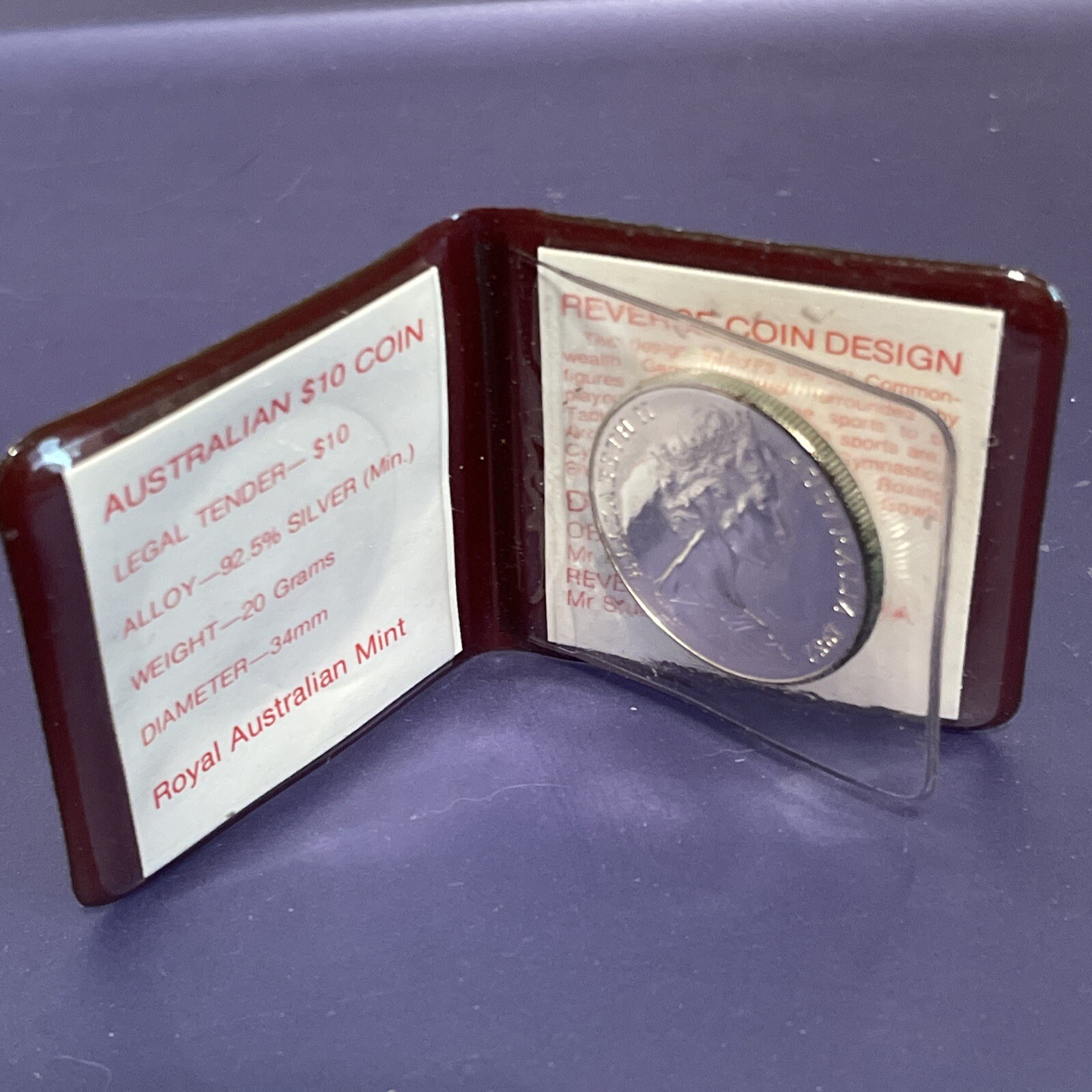 AUSTRALIA 1982 $10 COMMEMORATIVE SILVER COIN XII COMMONWEALTH GAMES IN ...