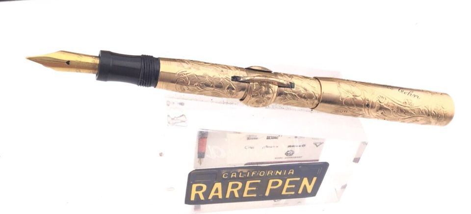 Vintage CONKLIN Fountain Pen HAND ENGRAVED Filigree Overlay Crescent ...