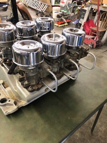 VINTAGE CHEVROLET SMALL BLOCK EDELBROCK 6X2 CROSS RAM INTAKE, HOT ROD ...