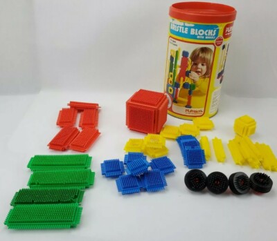 Vintage PlaySkool Bristle Blocks 38pc with wheels | eBay