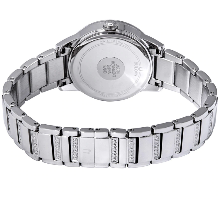 Bulova Sliding Crystals Mother of Pearl Stainless Steel Women’s Watch ...