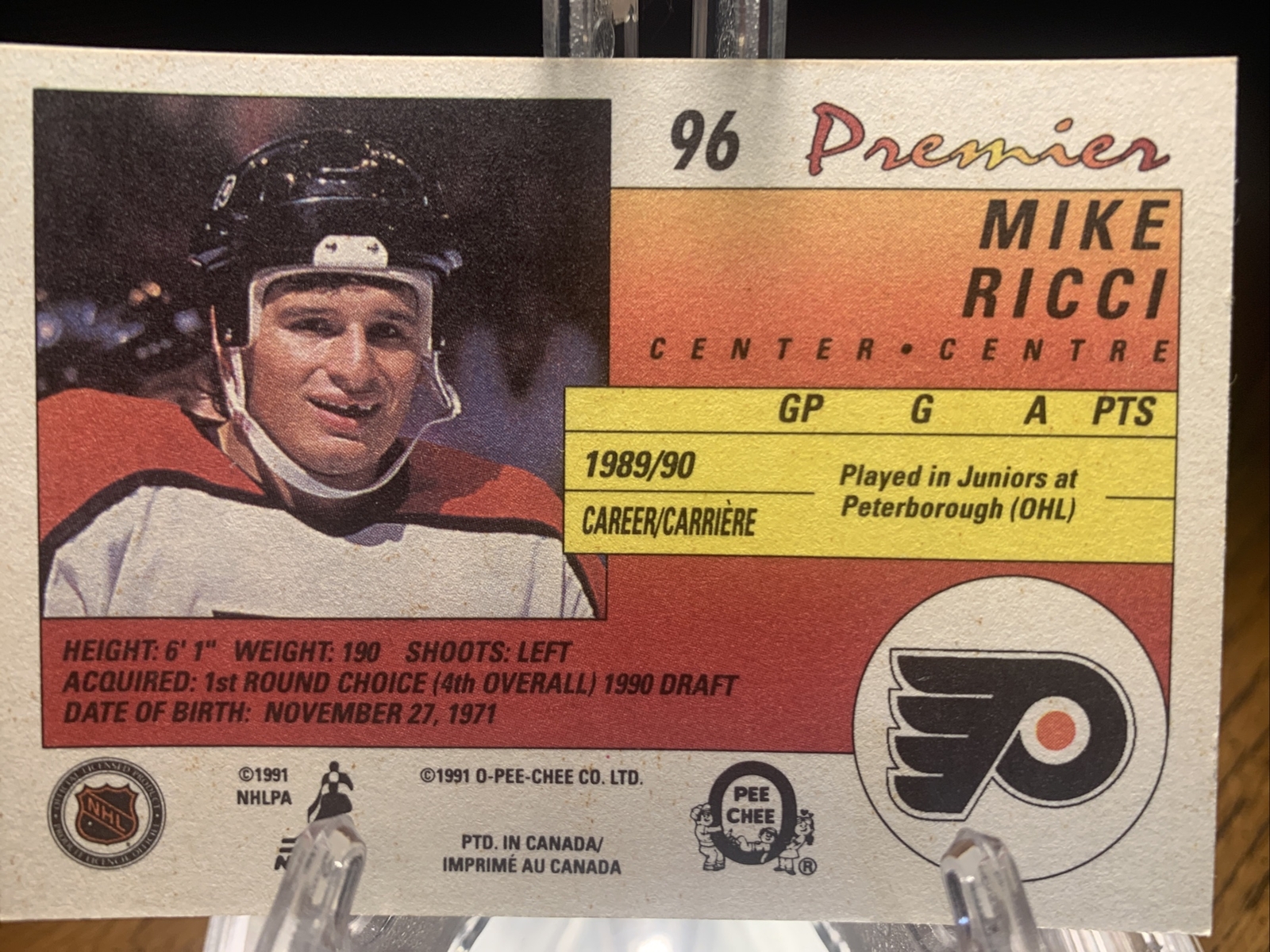 1990-91 O-Pee-Chee Premier - #96 Mike Ricci, Mike Ricci (RC) for sale ...
