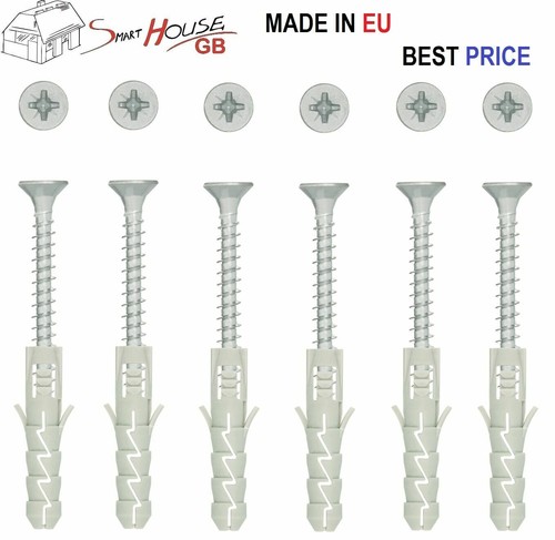 Nylon Wall Fixing Plugs & Screws - Concrete Brickwork Brick Stone ...