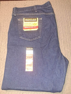 New Wrangler Rustler Men's 48X30 Regular Fit Straight Leg Dark Denim ...