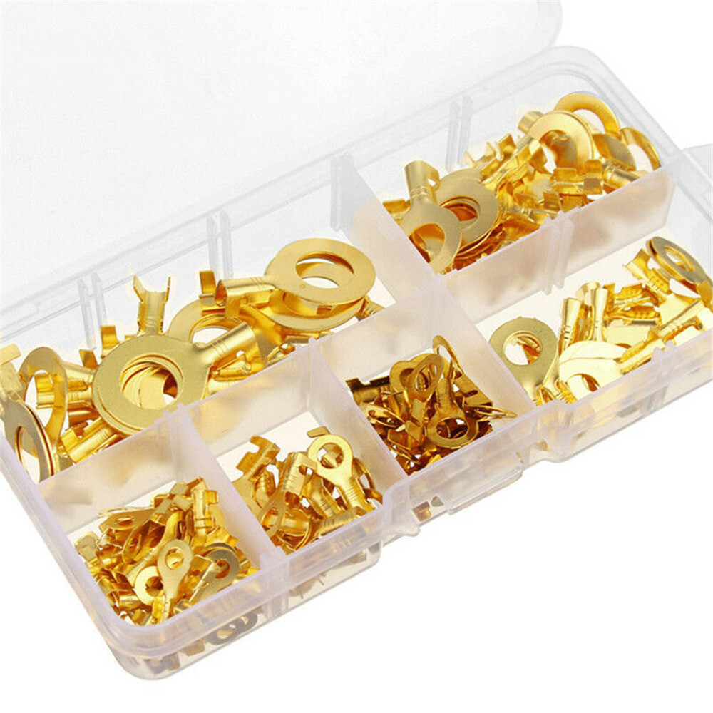 150pcs Open Barrel Wire Crimp Non-Insulated Copper Ring Lugs Cable ...