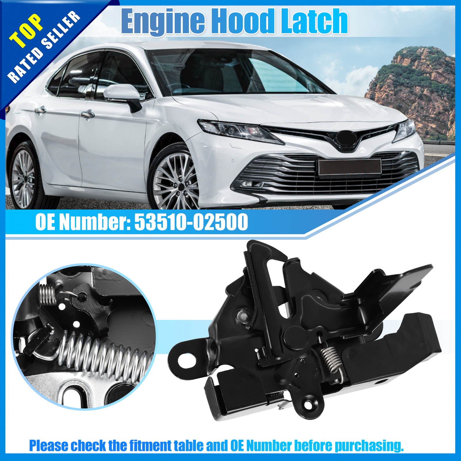 Pack of 1 For Toyota Camry 2015-2017 Hood Latch Lock Assembly 53510 ...