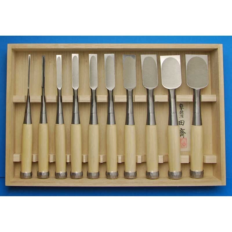 Tasai Oire Nomi Japanese Bench Chisels Set of 10 Polished Finish Blue ...