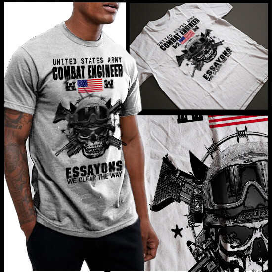 Army Combat Engineer T-Shirt US Flag Veterans Day Sapper Military Pride ...
