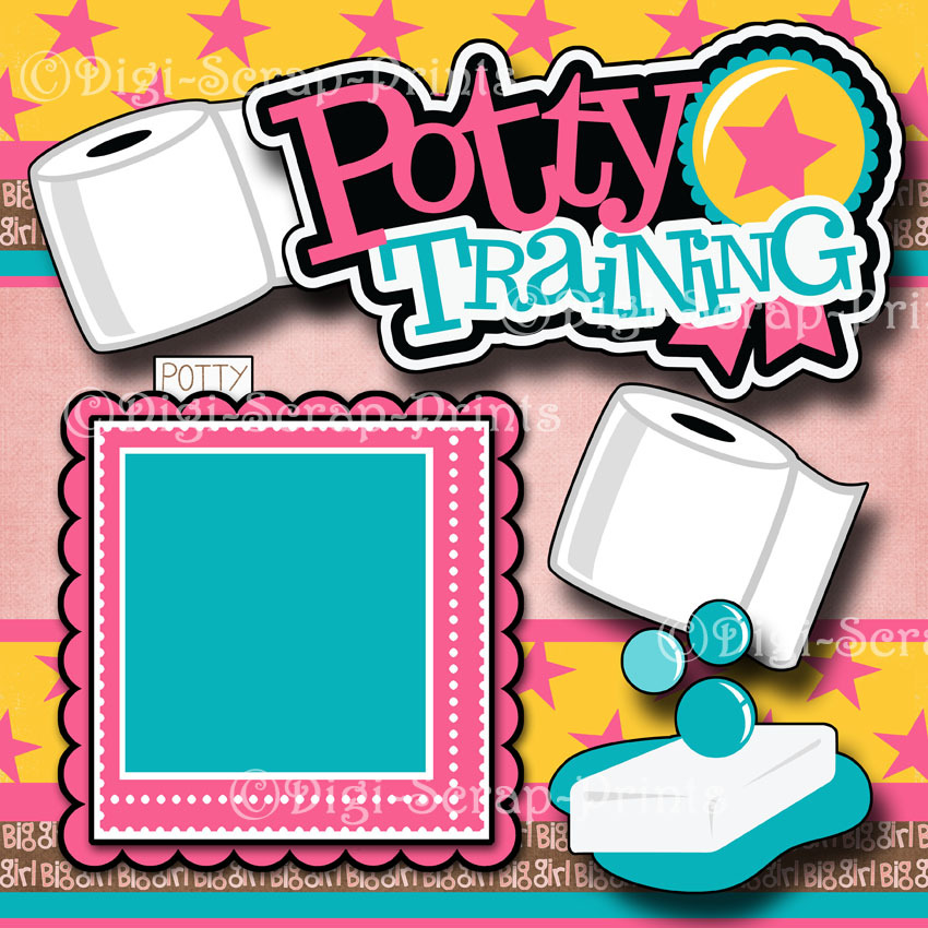POTTY TRAINING ~ girl 2 premade scrapbook pages paper piecing layout ...