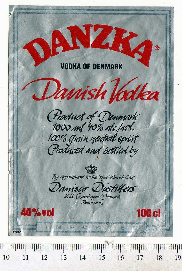 Vodka Label - Danzka Danish Vodka - Denmark | eBay