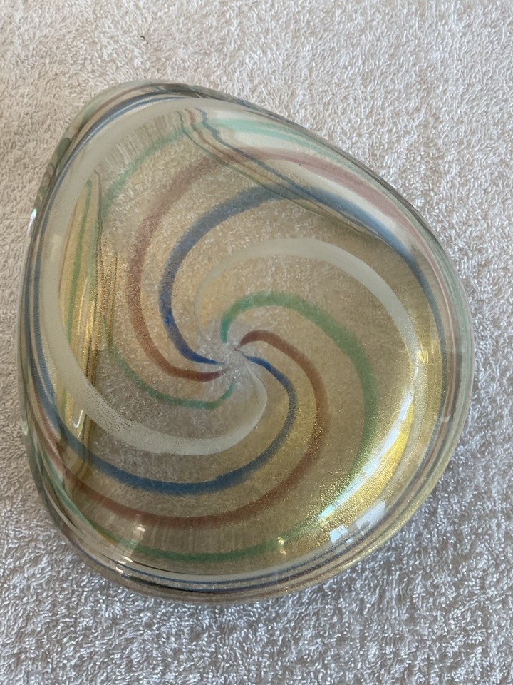 Vintage Italian Murano Multi Color Gold Glitter Sparkle Swirl Art Glass ...